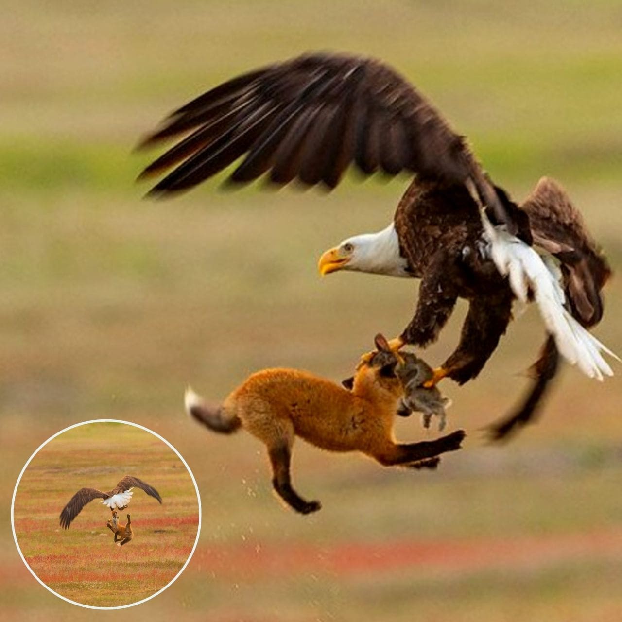 [Video] Epic Aerial Showdown: Eagle vs. Fox in a Race for Dinner