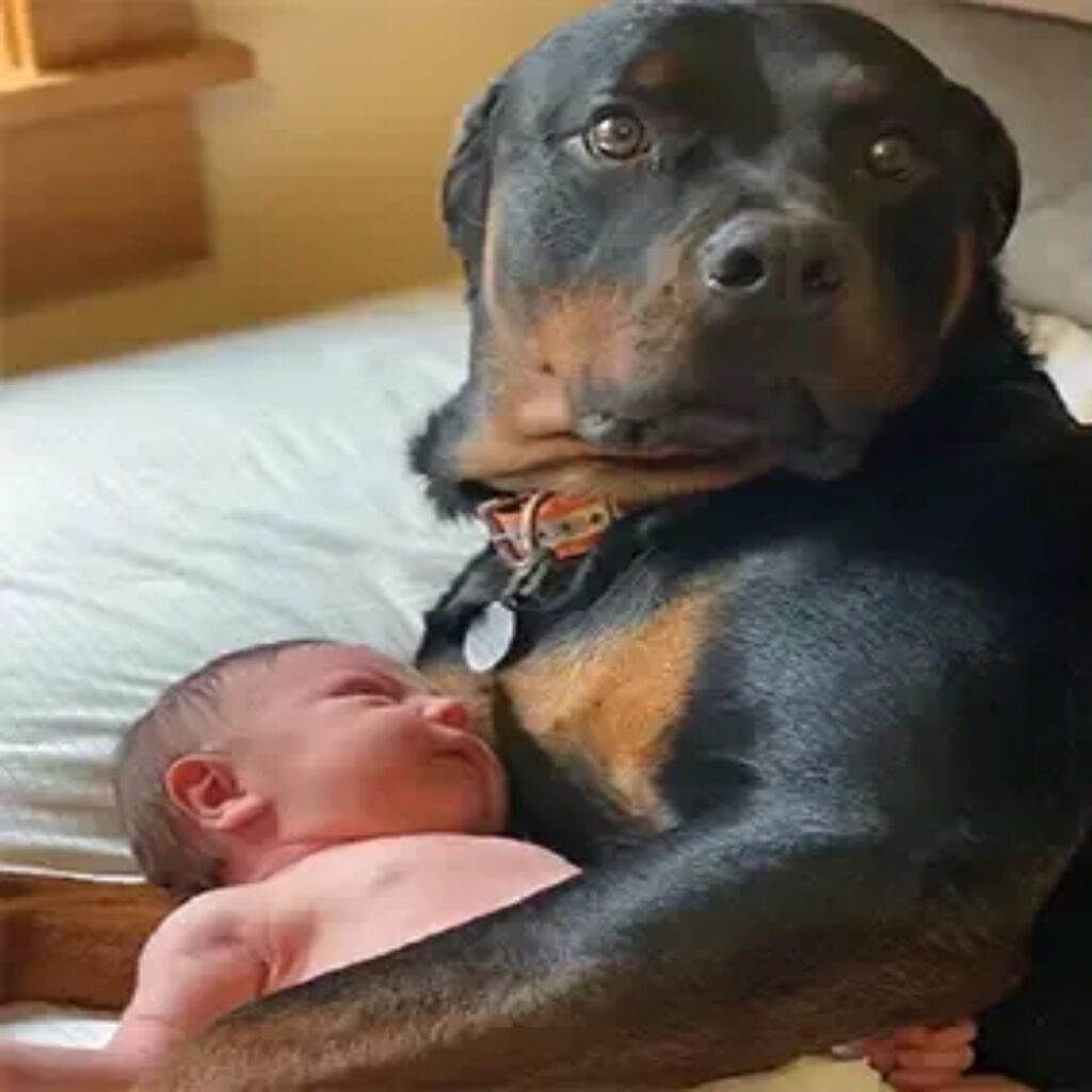 Dog's Emotional Moment Cradling Newborn Captures Hearts Worldwide ...